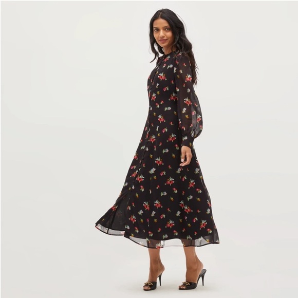 Hill House | Dresses | Hill House The Cindra Dress In Black Ikat Floral ...